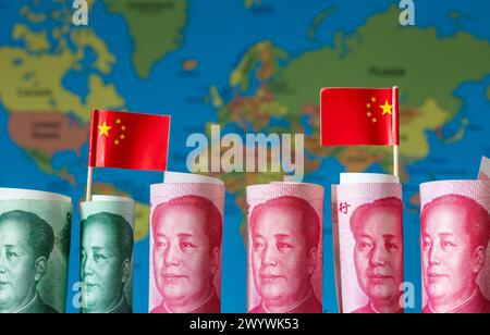 A Chinese global south investments concept with Chinese yuan bank notes ...