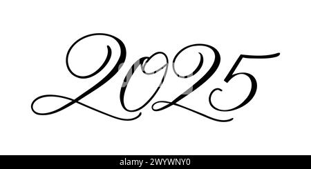 2025 - numbers written in calligraphic style on a white background ...
