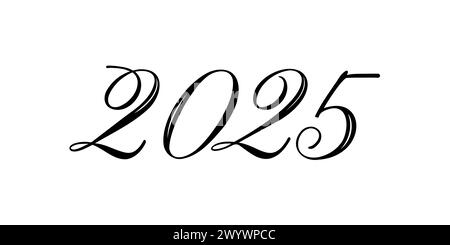 2025 - numbers written in calligraphic style on a white background ...