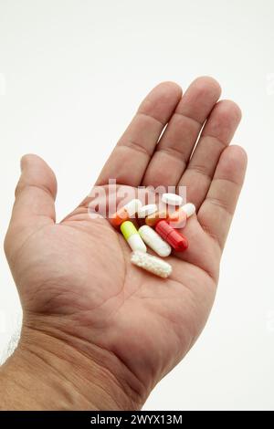 Samples of capsules and tablets, Generic drugs, Pharmaceutical plant ...