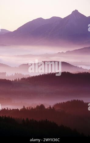 Goierri valley and Mount Txindoki. Guipúzcoa. Spain Stock Photo - Alamy