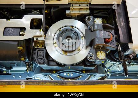 Disc brakes. Assembly workshop trams. Manufacture of trains Stock Photo ...
