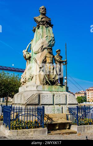 Statue of the industrialist Victor Chavarri in Portugalete, the UNESCO ...