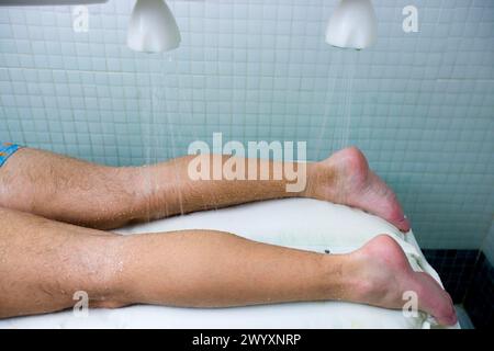 Vichy Shower. Relaxing sea water shower to ease muscle tension Stock ...