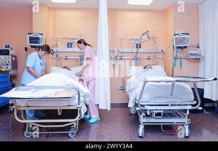 Resuscitation boxes at ICU, surgery area of hospital Stock Photo - Alamy