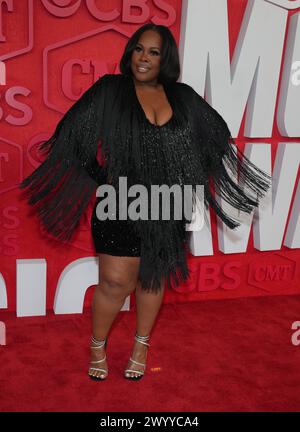 Amber Riley attends the 2024 CMT Music Awards at Moody Center on April ...