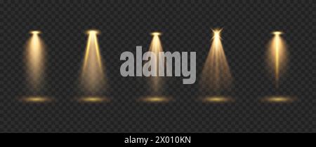 Golden backlight effects 3d realistic vector illustration set. Glowing ...
