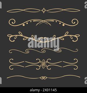 Elegant gold divider thin line classic deco border separator collection ...