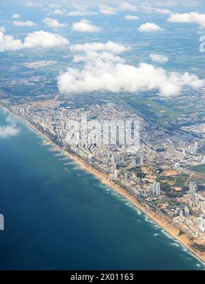 Aerial view of the Israeli coastline around Netanya, Israel Stock Photo ...