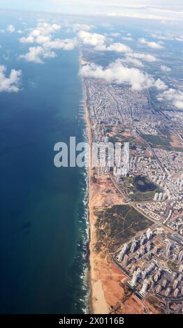 Aerial view of the Israeli coastline around Netanya, Israel Stock Photo ...