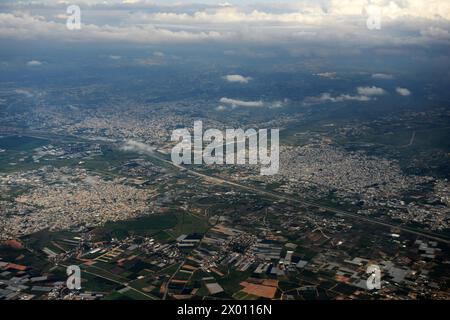 Aerial view of the 'Triangle' - Qalansawe, Tira and Tayibe in Israel ...