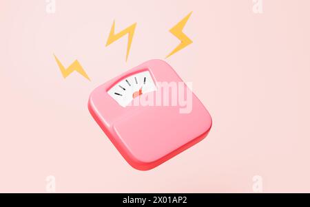 Cartoon weight scale model, health and exercise concept, 3d rendering ...