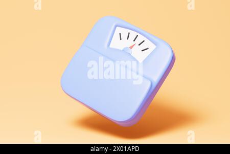 Cartoon weight scale model, health and exercise concept, 3d rendering ...
