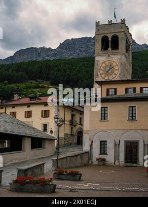 Bormio Medieval village Valtellina Italy under the snow in winter ...