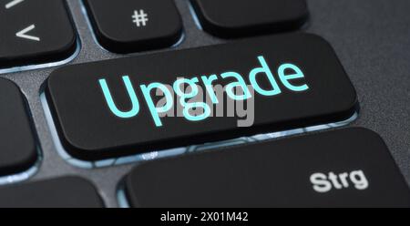 Illuminated keyboard with a labeled key - New Update Stock Photo - Alamy
