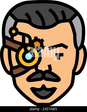 steampunk male vintage avatar color icon vector illustration Stock ...