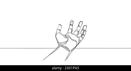 Outstretched palm. One line drawing vector illustration Stock Vector ...