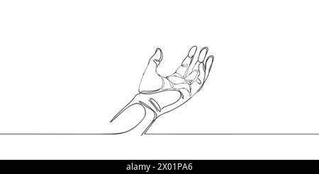 Outstretched palm. One line drawing vector illustration Stock Vector ...