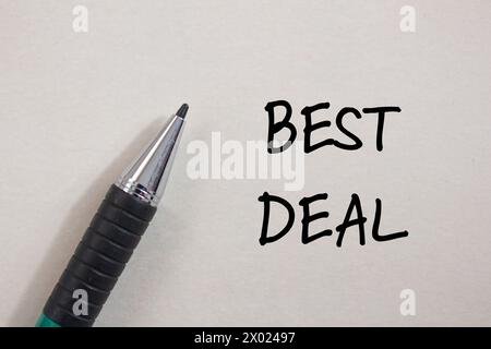 Best deal words written on wooden block with yellow background ...