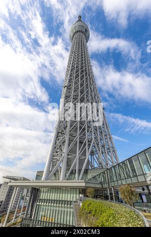 Upward view of the Tokyo Tower a communications and observation tower located in the Shiba-koen ...