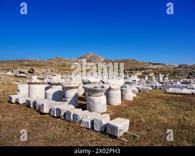 View towards the Mount Kynthos, Delos Archaeological Site, Delos Island ...