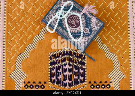 Islamic prayer mat with the Kaaba. Symbol of Islam. Vietnam Stock Photo ...