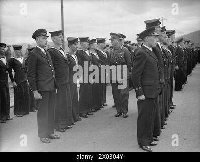 BRITISH AND US SAILORS "SEND OFF" FOR KING AND QUEEN AT END OF NORTHERN ...