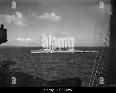 HMS Somali, a British Tribal-class destroyer, is seen at sea from HMS ...