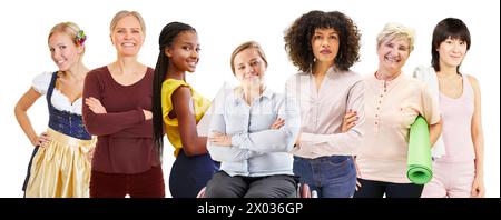 Women of many generations as portrait collage as social and empowerment ...