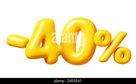 Balloon number minus forty percent sign for sale concept. 3d render ...