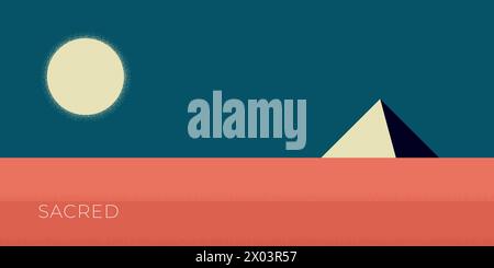 Minimalist pyramid vector landscape retro poster style Stock Vector ...
