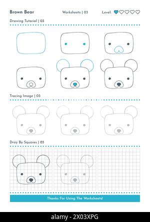 How to Draw a Brown Bear. Step by Step Drawing Tutorial. Draw Guide ...
