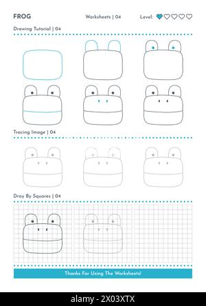 How to Draw a Frog. Step by Step Drawing Tutorial. Draw Guide. Simple Instruction. Coloring Page ...