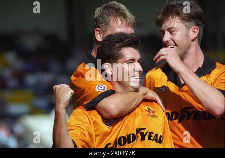 Notts County V Wolves 1-1 21/8/94 Andy Thompson celebrates his goal ...
