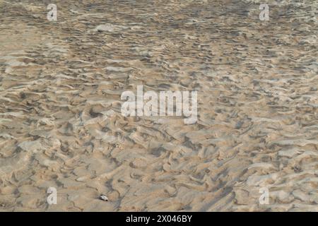 Sandy bottom of a dry river. Patterns in the sand. Sand background ...