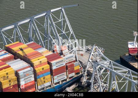An aerial image of the Unified Command response operations in Baltimore ...