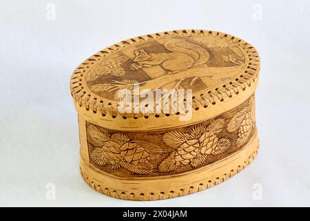 closed antique handmade birch bark box Stock Photo - Alamy
