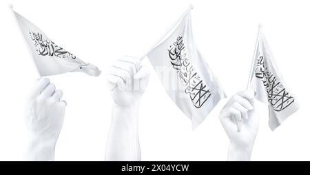 Three isolated hands waving Afghanistan flags, symbolizing national pride and unity Stock Photo ...