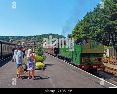 UK, Somerset, Minehead, GWR 5101 Class No. 5199 Steam Locomotive at ...