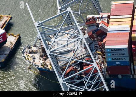 An aerial image of the Unified Command response operations in Baltimore ...