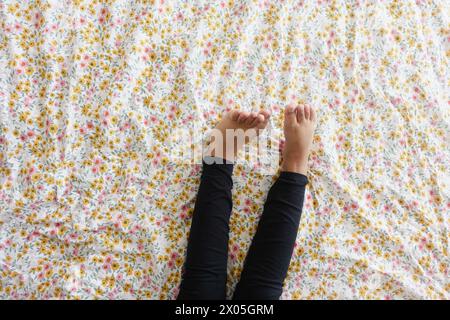 Bed in room top view close-up Stock Photo - Alamy