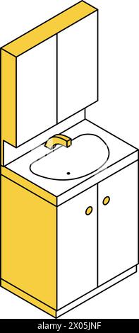 Home remodeling, freestanding vanity, isometric illustration, Vector ...