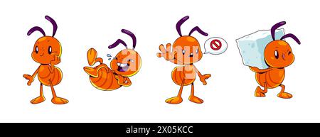 Ant characters set isolated on white background. Vector cartoon ...