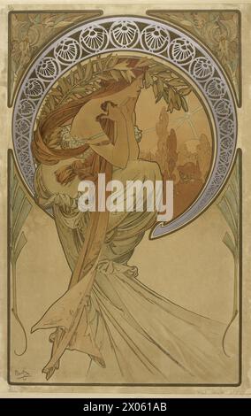 'Poetry' by Alphonse Mucha is a famous Art Nouveau painting. This work ...
