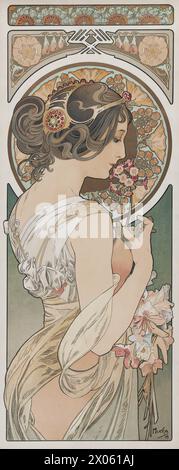 Art Nouveau - Primrose - decorative panel - Alphonse Mucha, Printed by ...