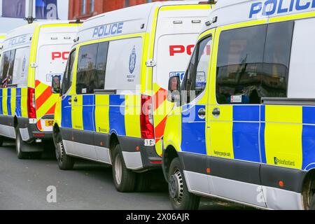 Police Scotland transit people carrier vehicles, parked outside a ...