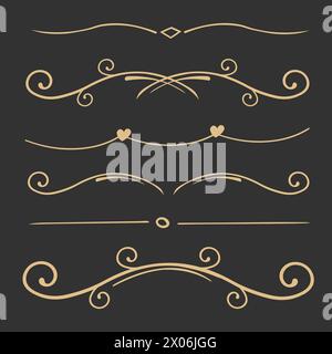 Elegant gold divider thin line classic deco border separator collection ...