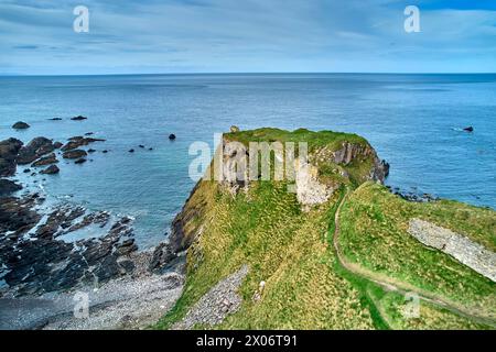 Findlater Castle Cullen Aberdeenshire in Spring the rocky beach and the ...