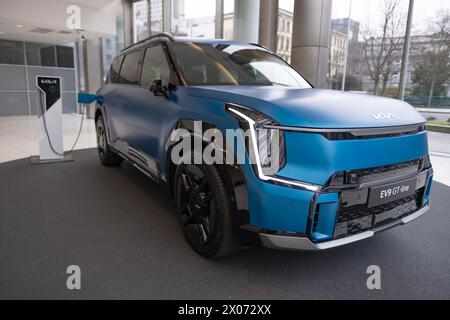 New blue electric Kia EV9 GT-Line AWD, South Korean. Thailand, Bangkok ...