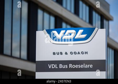 Roeselare, Belgium. 10th Apr, 2024. This aerial drone image shows the new production site of VDL ...